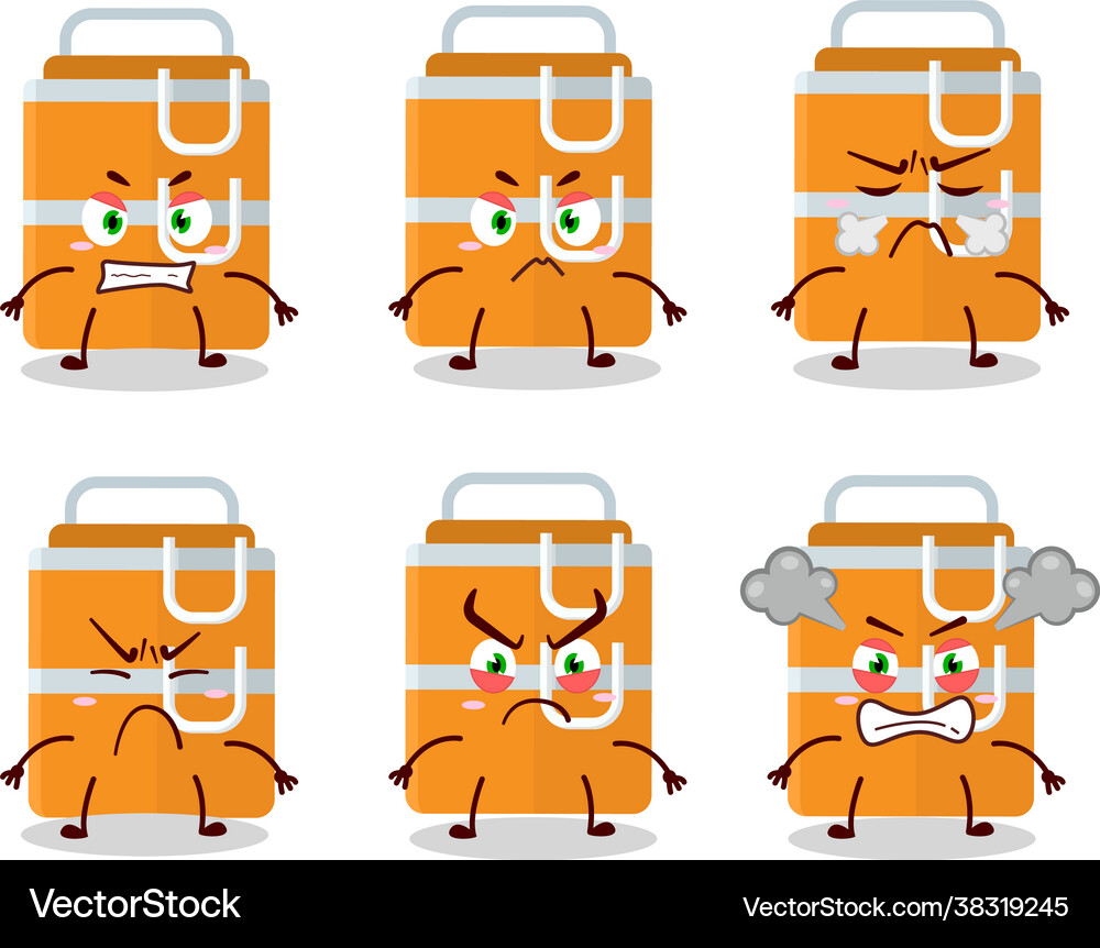 Orange lunch box cartoon character with various Vector Image