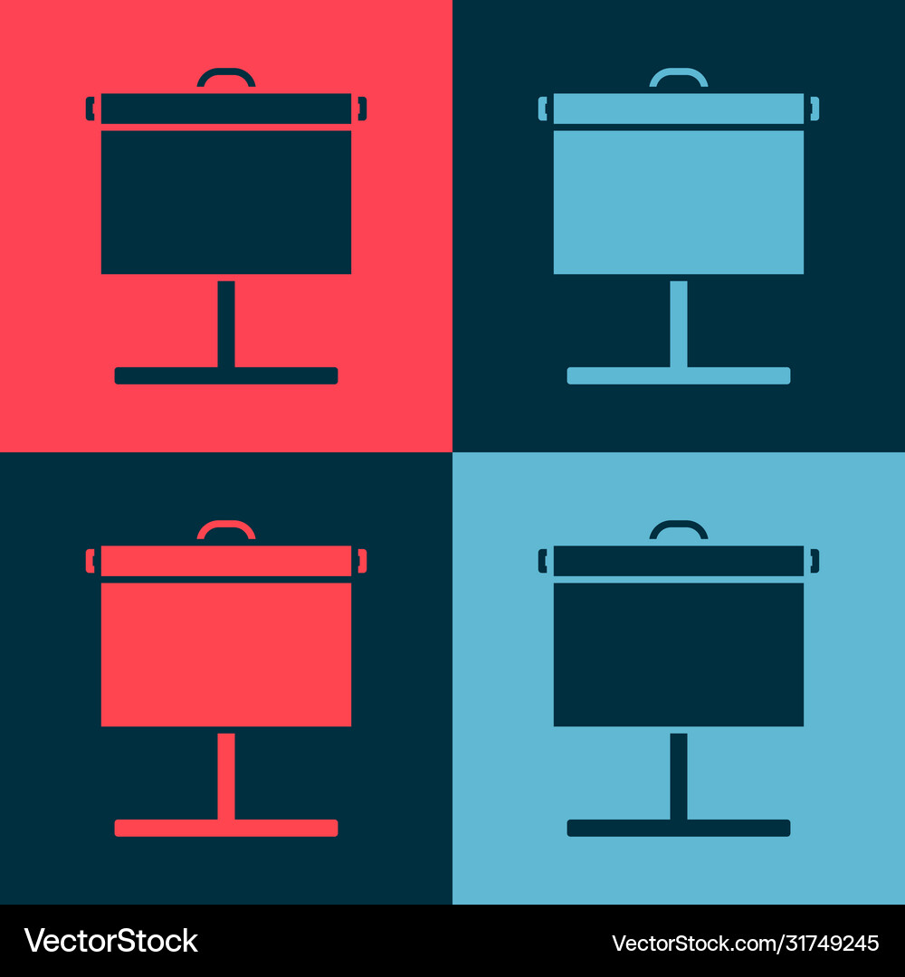 Pop art projection screen icon isolated on color Vector Image