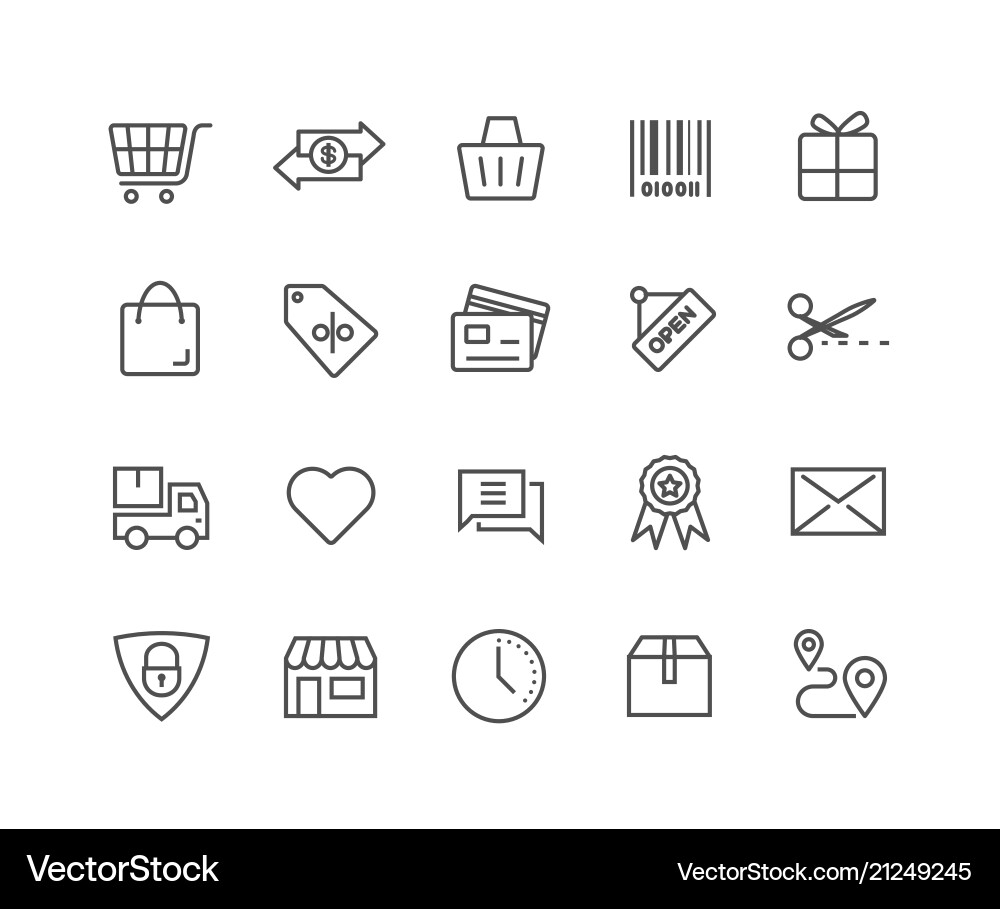 Simple set shopping online thin line icons Vector Image