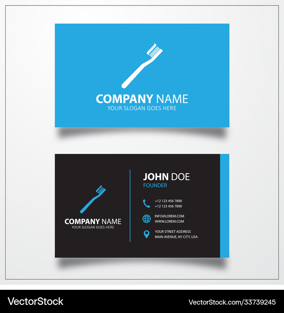 Toothbrush icon business card template Royalty Free Vector