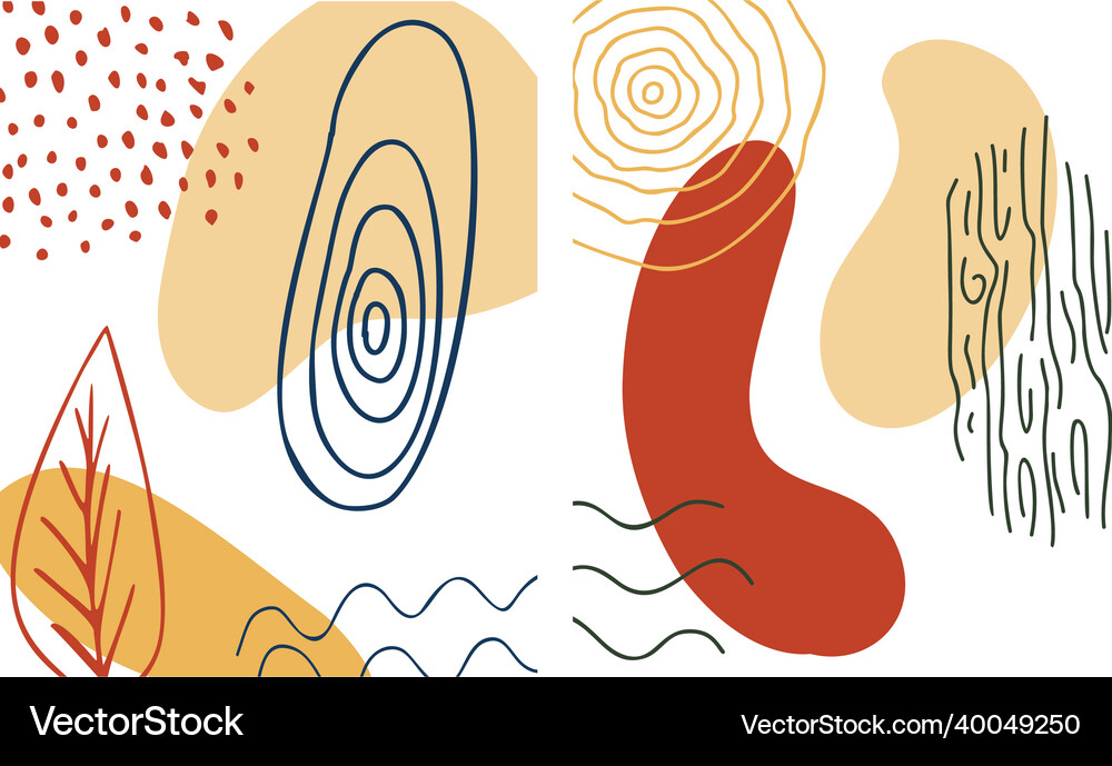 Abstract organic shape and hand draw line Vector Image