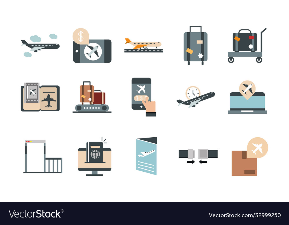 Airport travel transport terminal tourism Vector Image