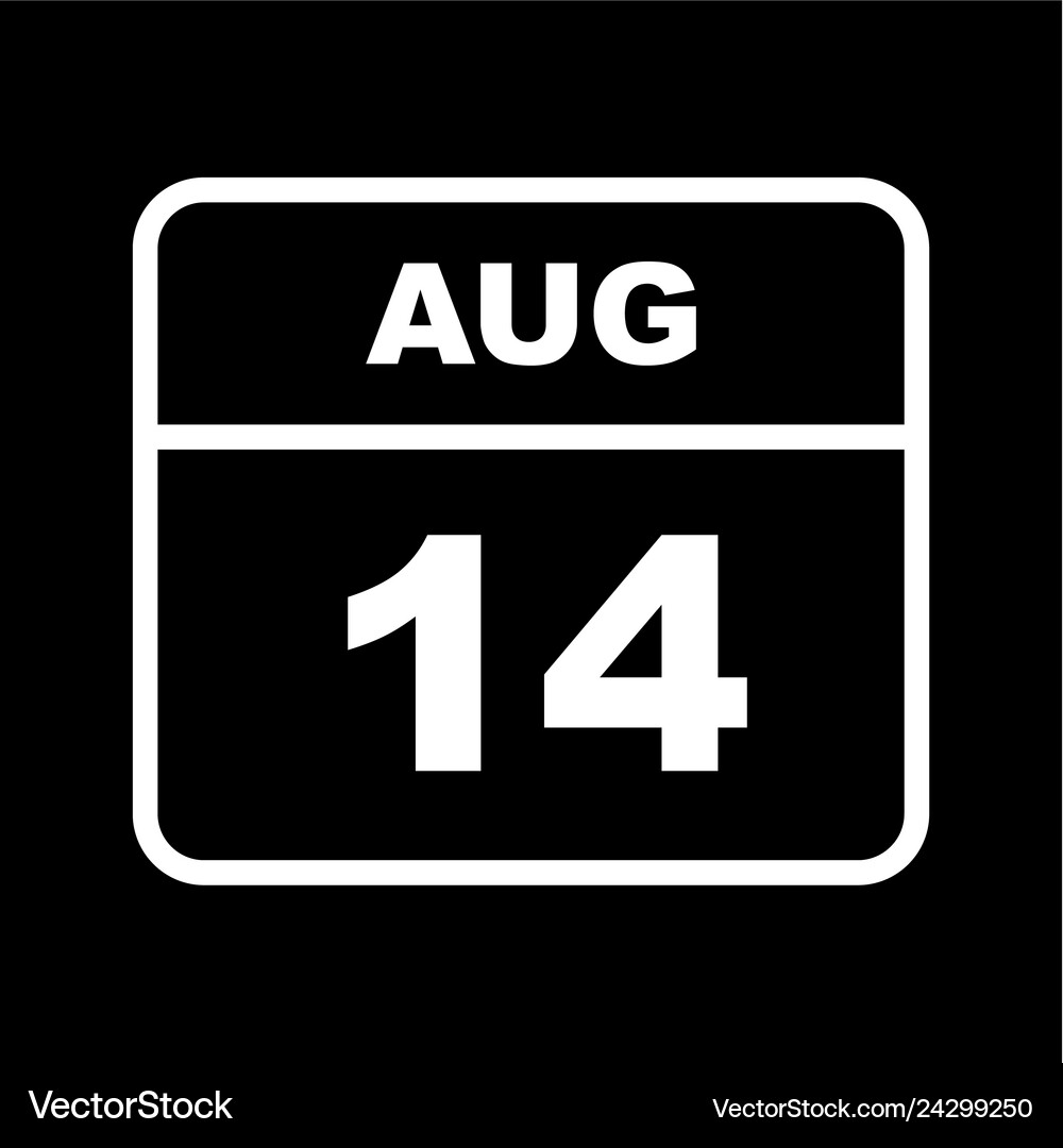 August 14th date on a single day calendar Vector Image