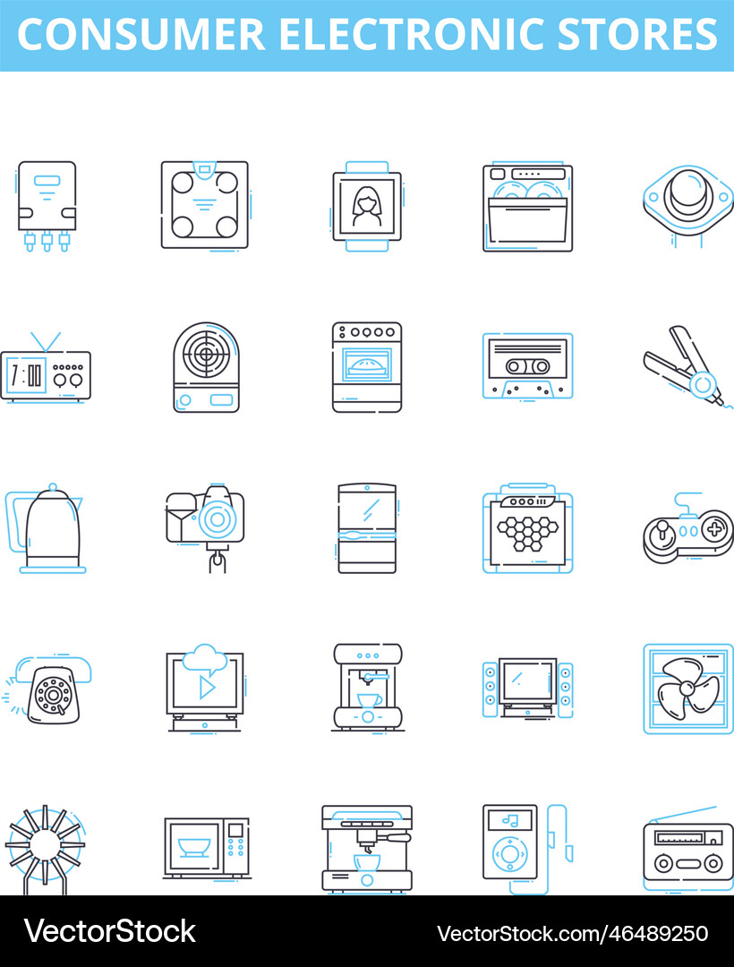 Consumer electronic stores line icons set Vector Image