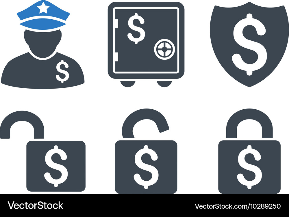 Financial guard flat icons Royalty Free Vector Image