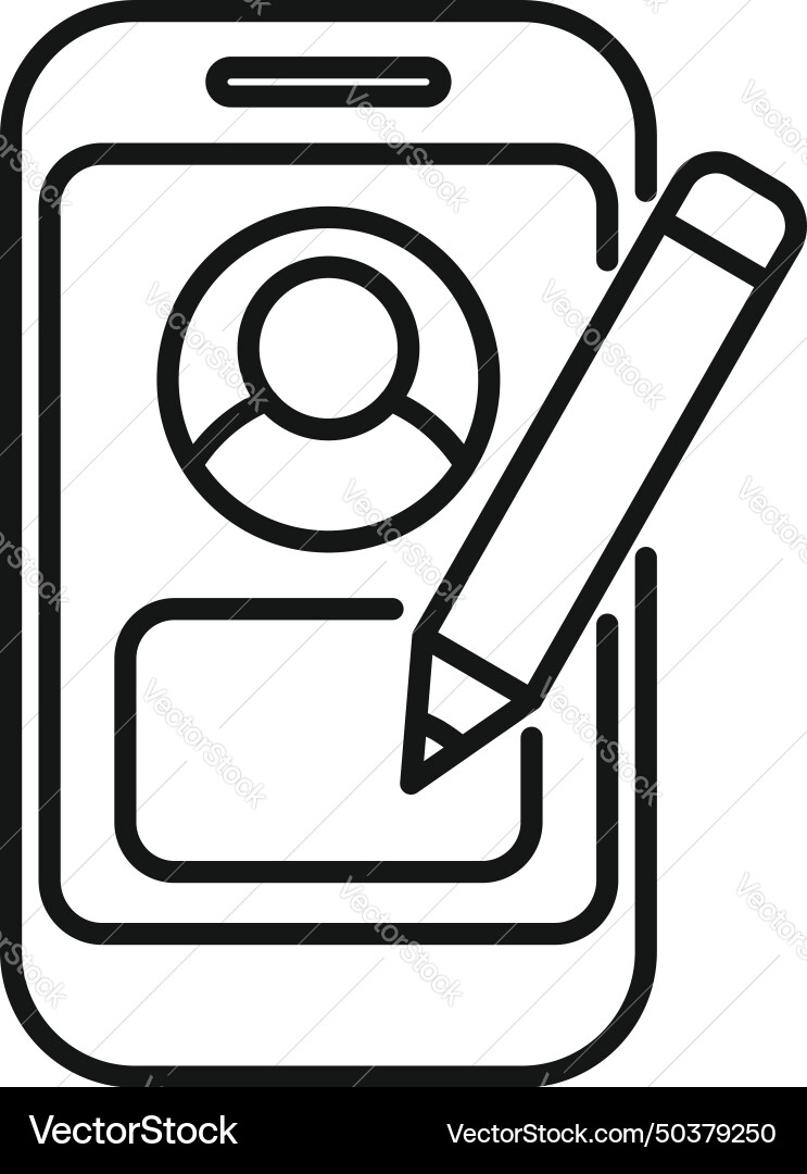 Handwriting phone identity icon outline Royalty Free Vector