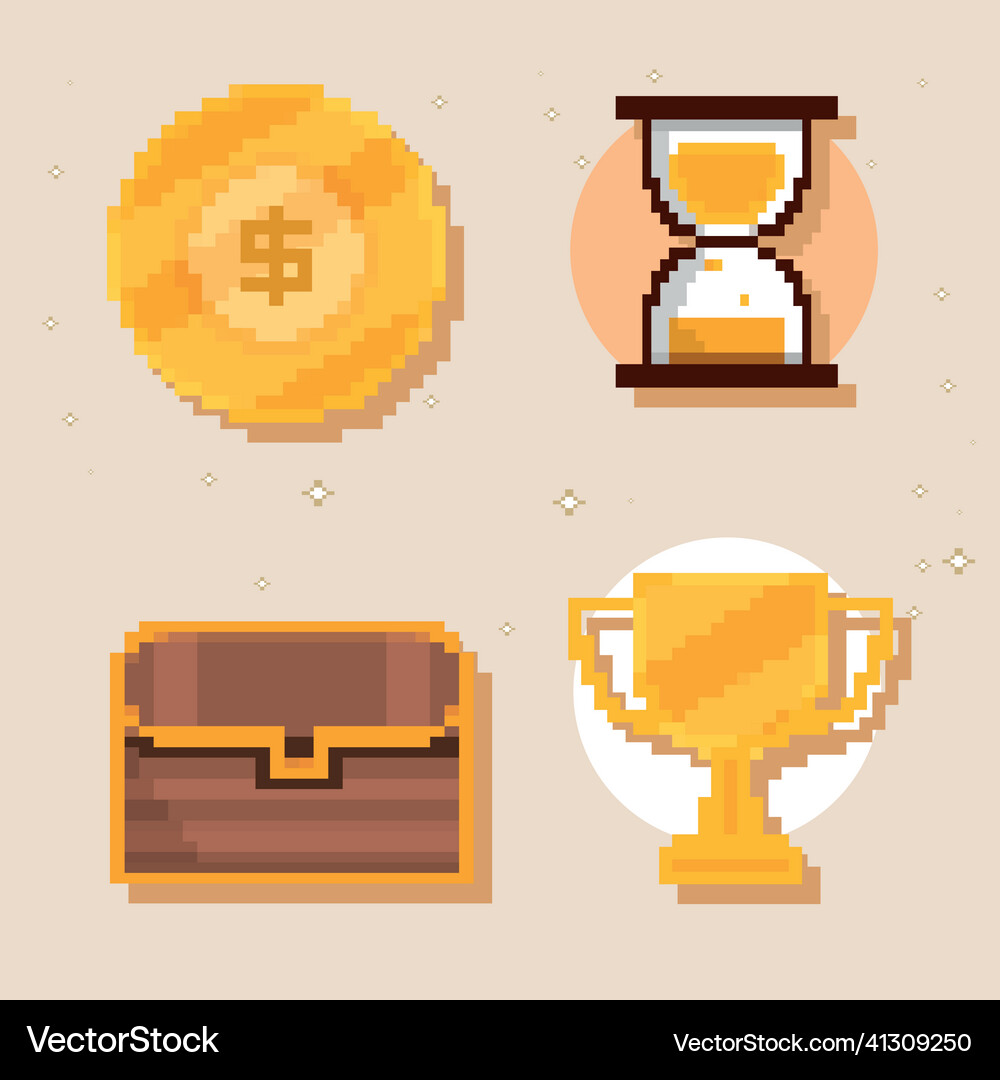 Icons set pixelated art Royalty Free Vector Image