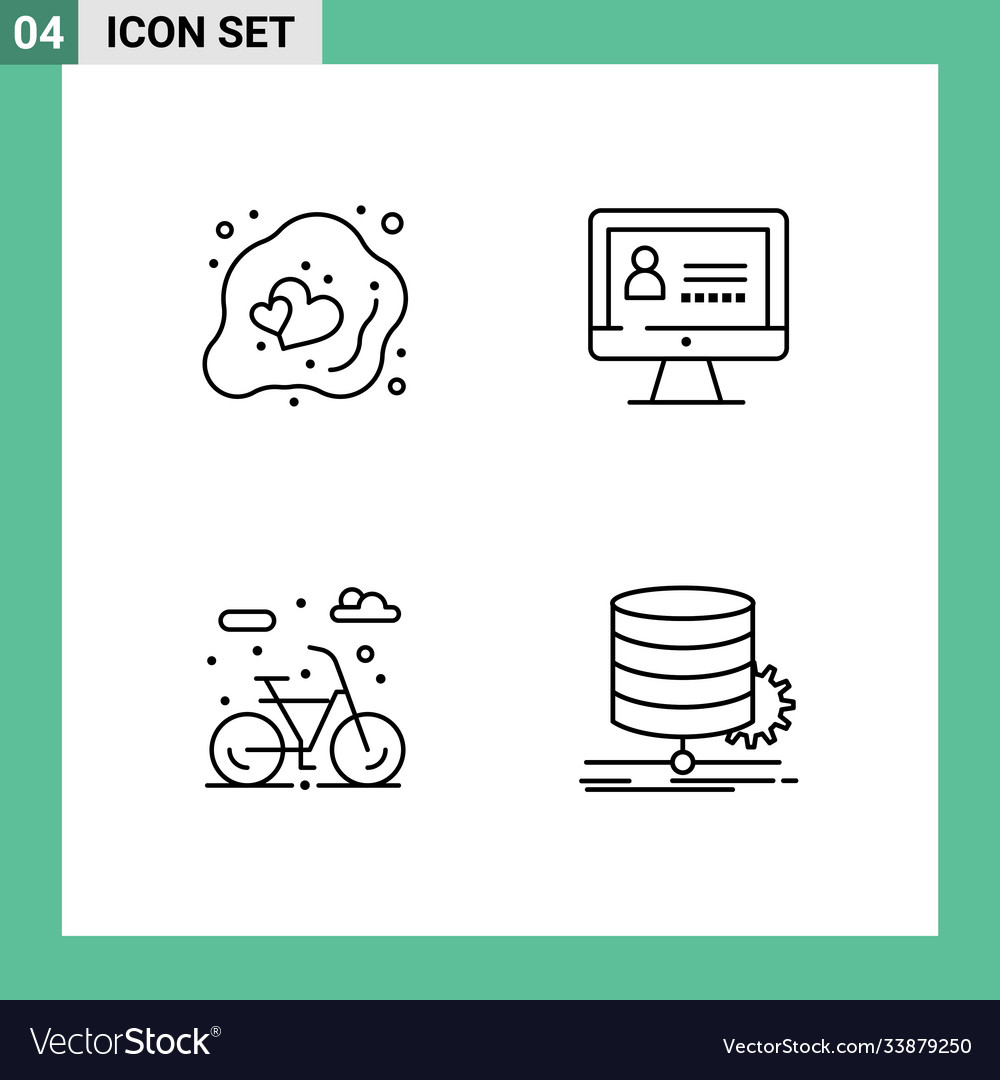 Mobile interface line set 4 pictograms of Vector Image Mobile interface line set 4 pictograms of Vector Image