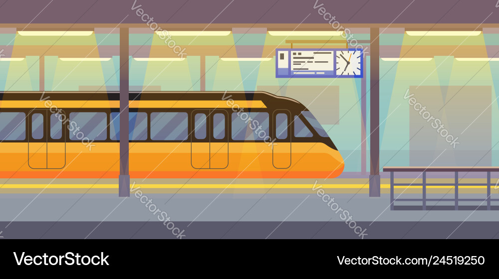 Modern passenger electric train in tunnel Vector Image