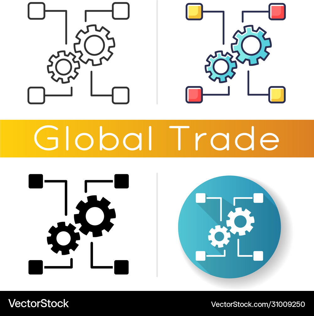 Outsourcing icon manufacture system industry Vector Image
