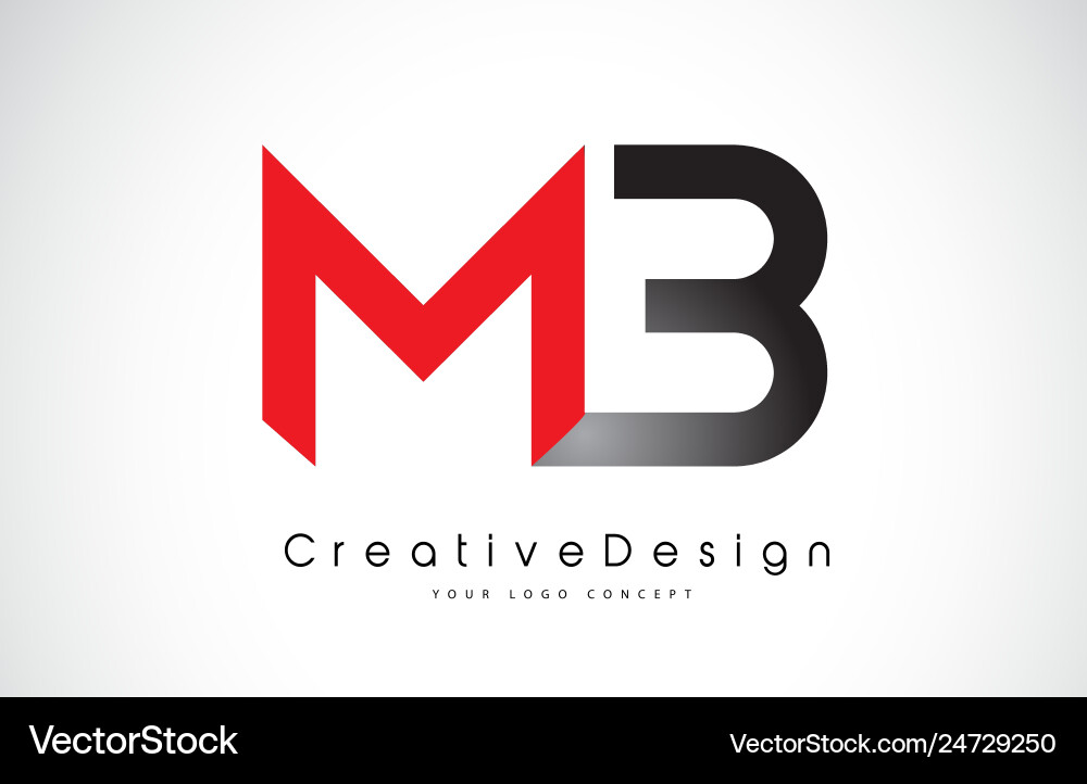 Red and black mb m b letter logo design creative Vector Image