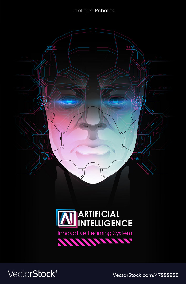 Robot with artificial intelligence working Vector Image