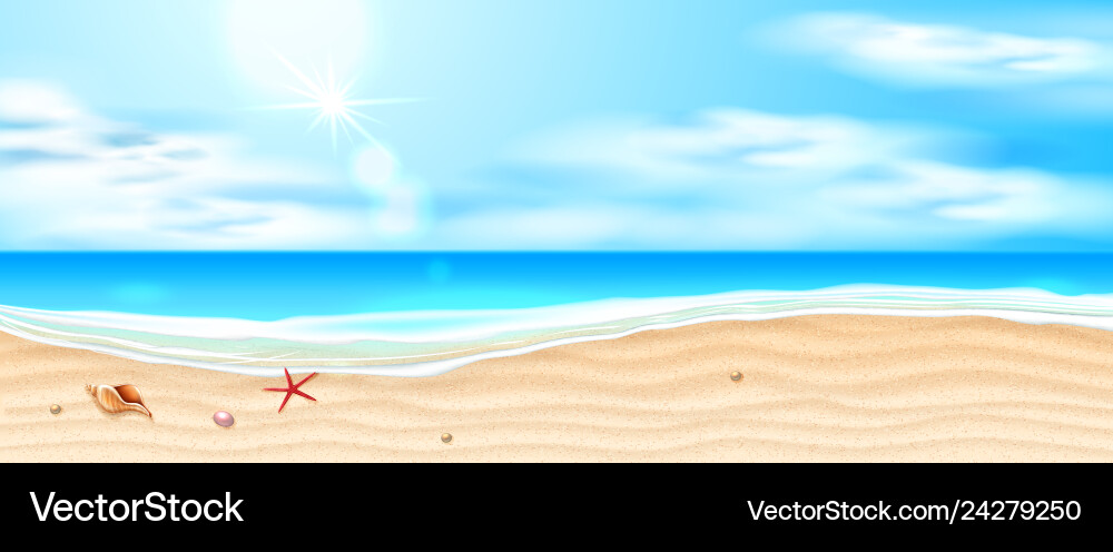 Seaside beach azure waves sand coast Royalty Free Vector