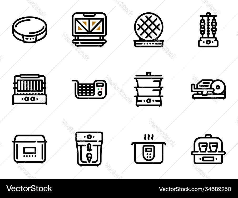 Set icons on a theme kitchen appliances Royalty Free Vector