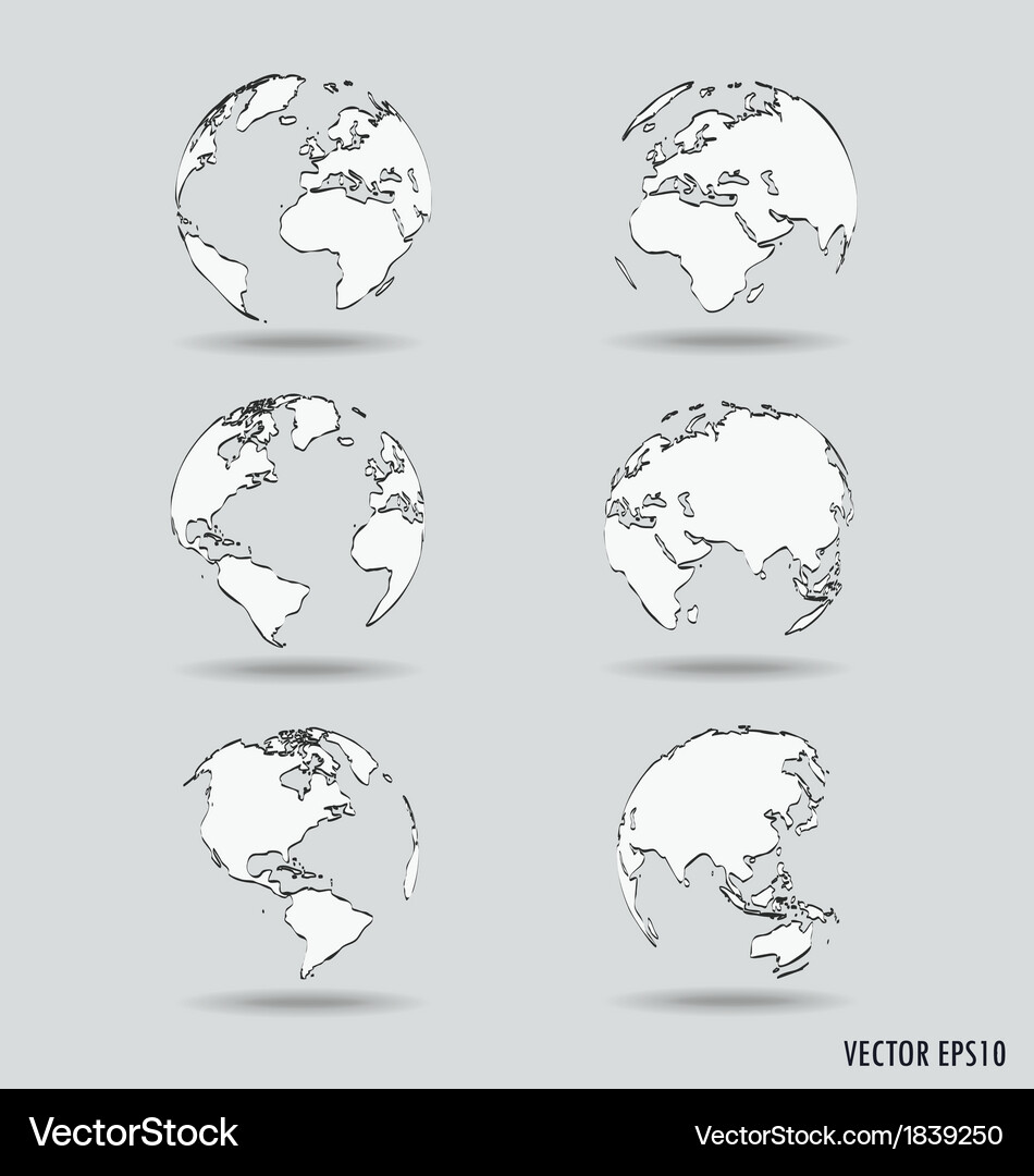 Set of modern globe drawing concept Royalty Free Vector