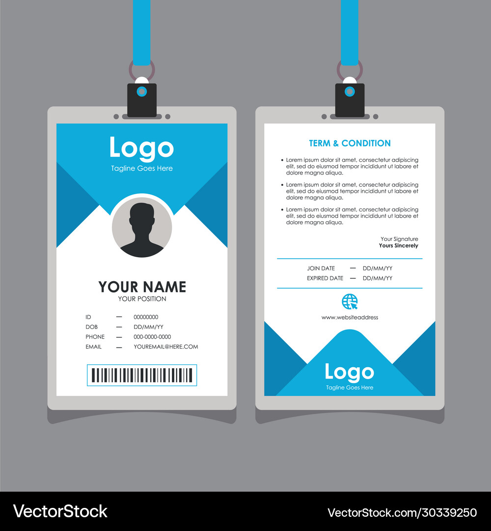 Simple clean blue geometric id card design Vector Image