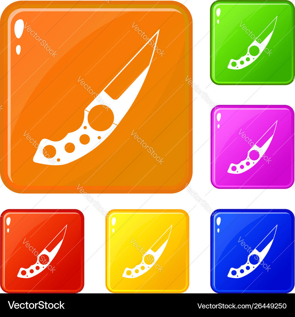 Small knife icons set color Royalty Free Vector Image