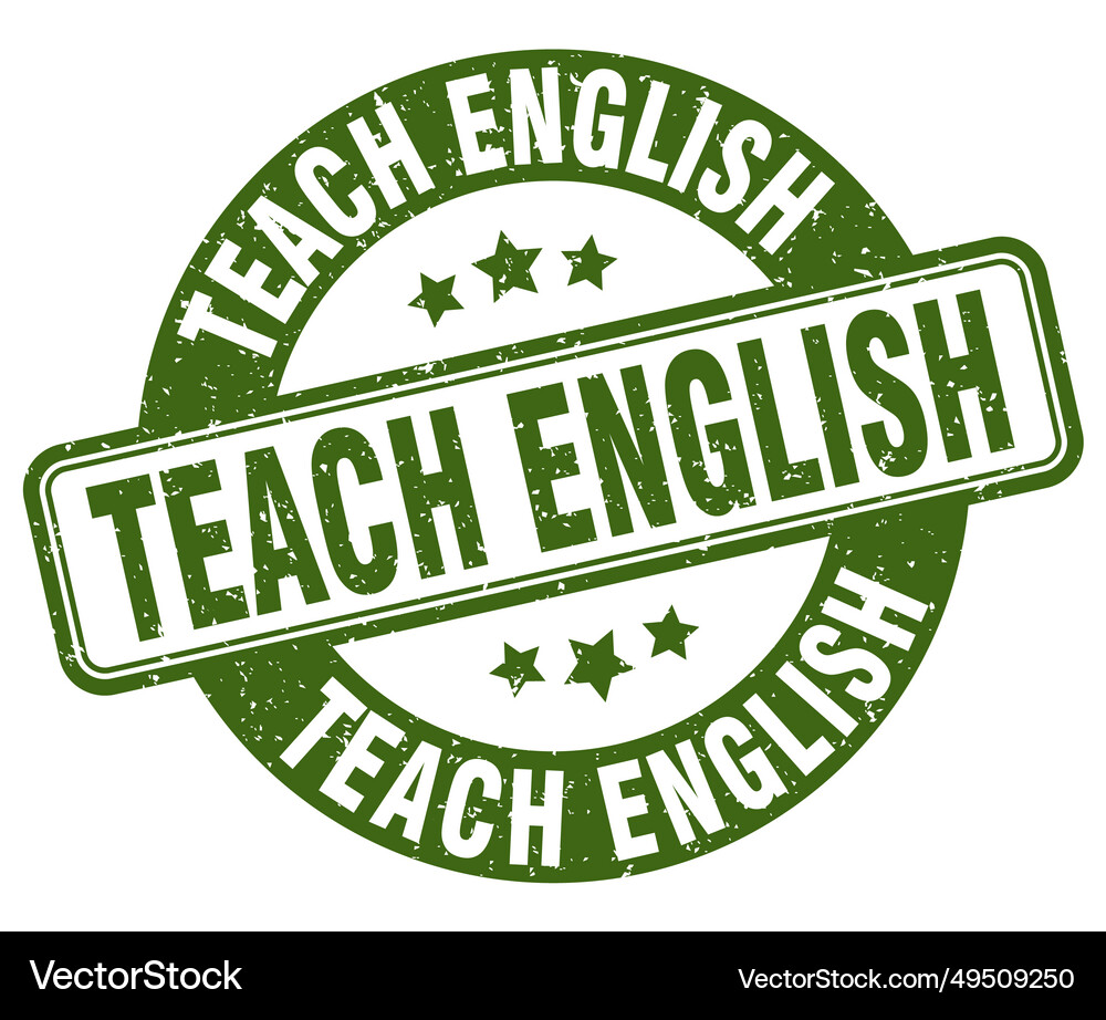 Teach english stamp label round Royalty Free Vector Image