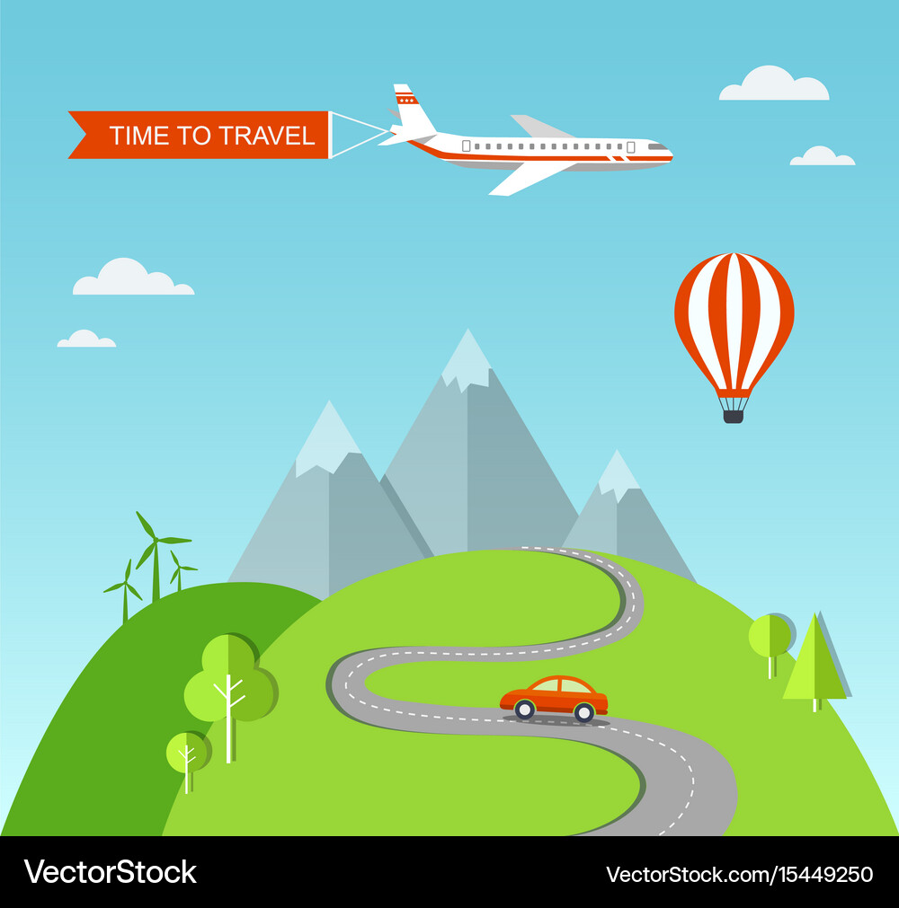 Travel with landscape Royalty Free Vector Image