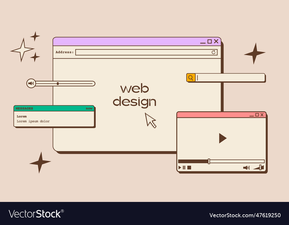 Web ui ux design design concept banner Royalty Free Vector
