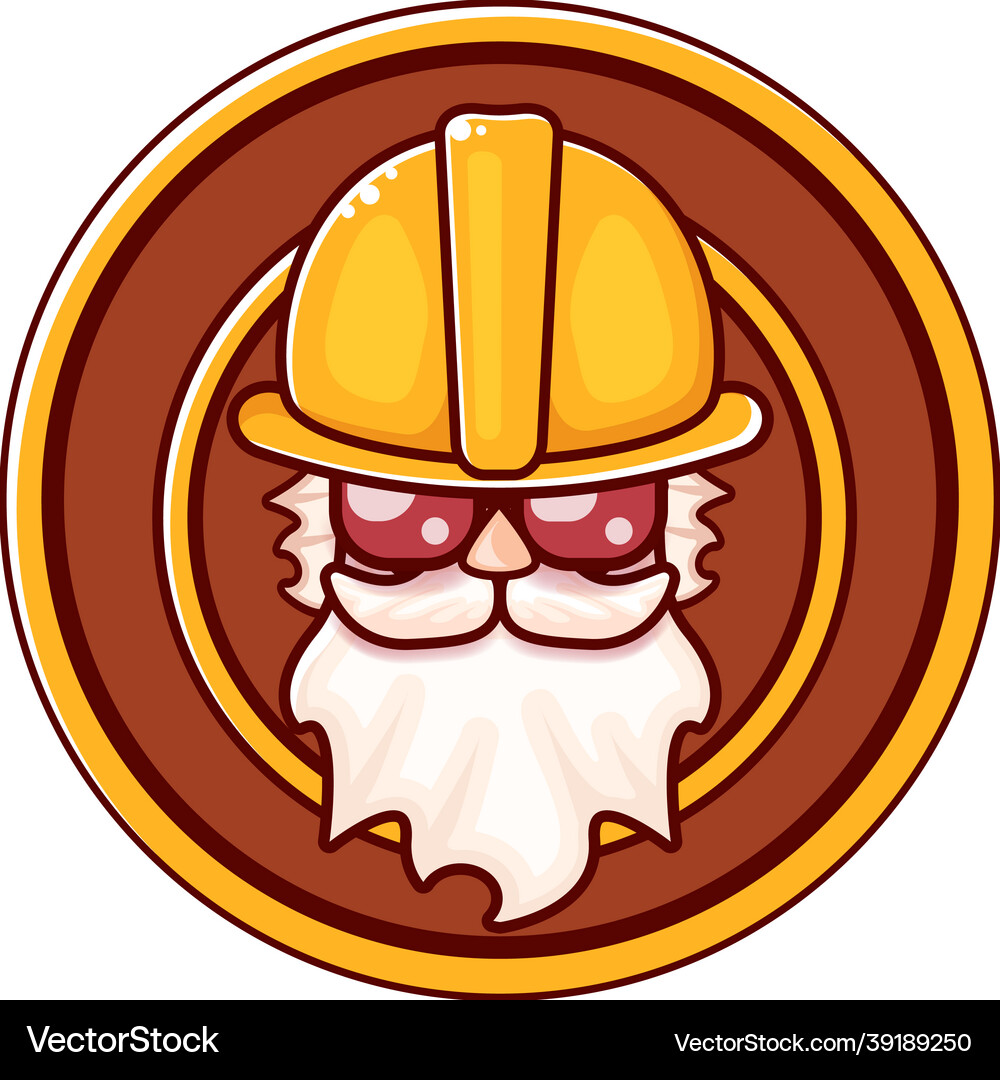 Worker man icon with orange helmet and beard Vector Image