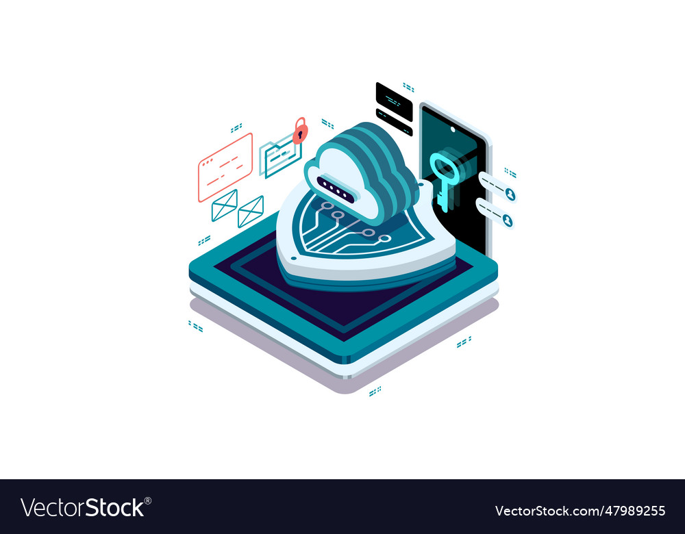 Cloud data protection secure access Royalty Free Vector