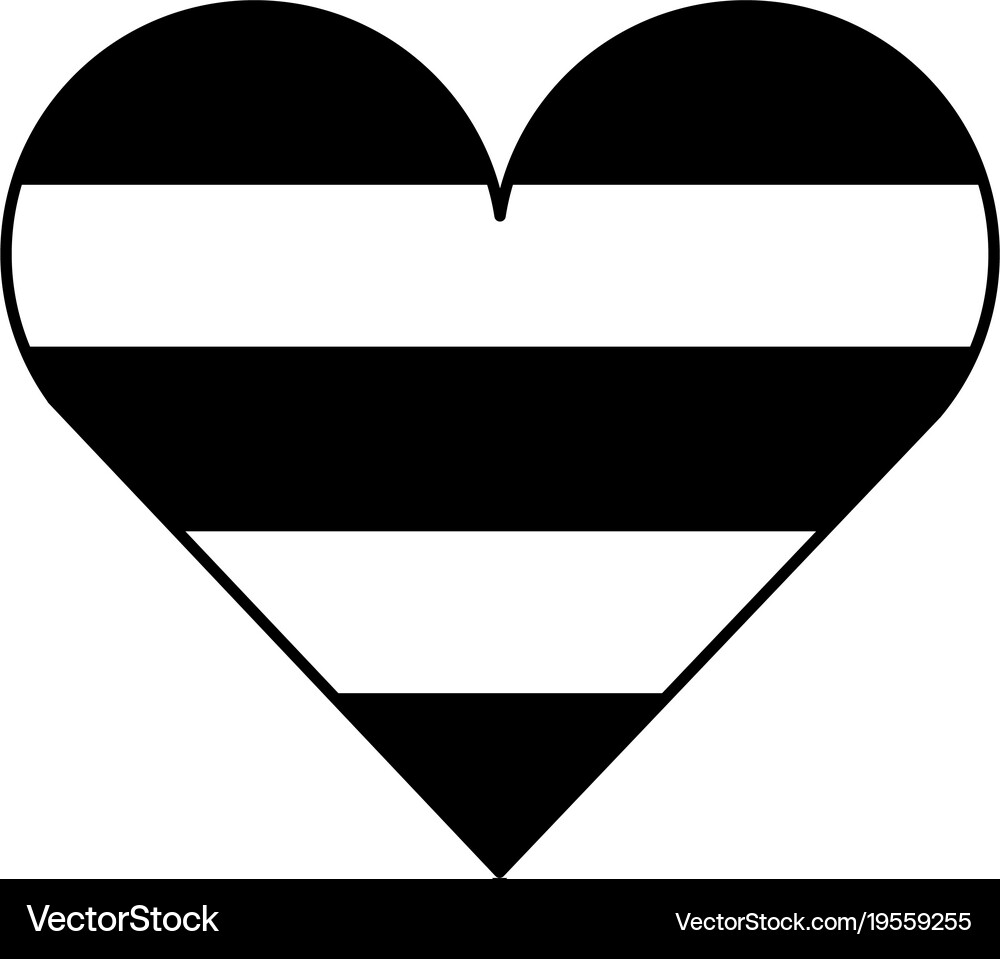 Cute heart love striped color image Royalty Free Vector