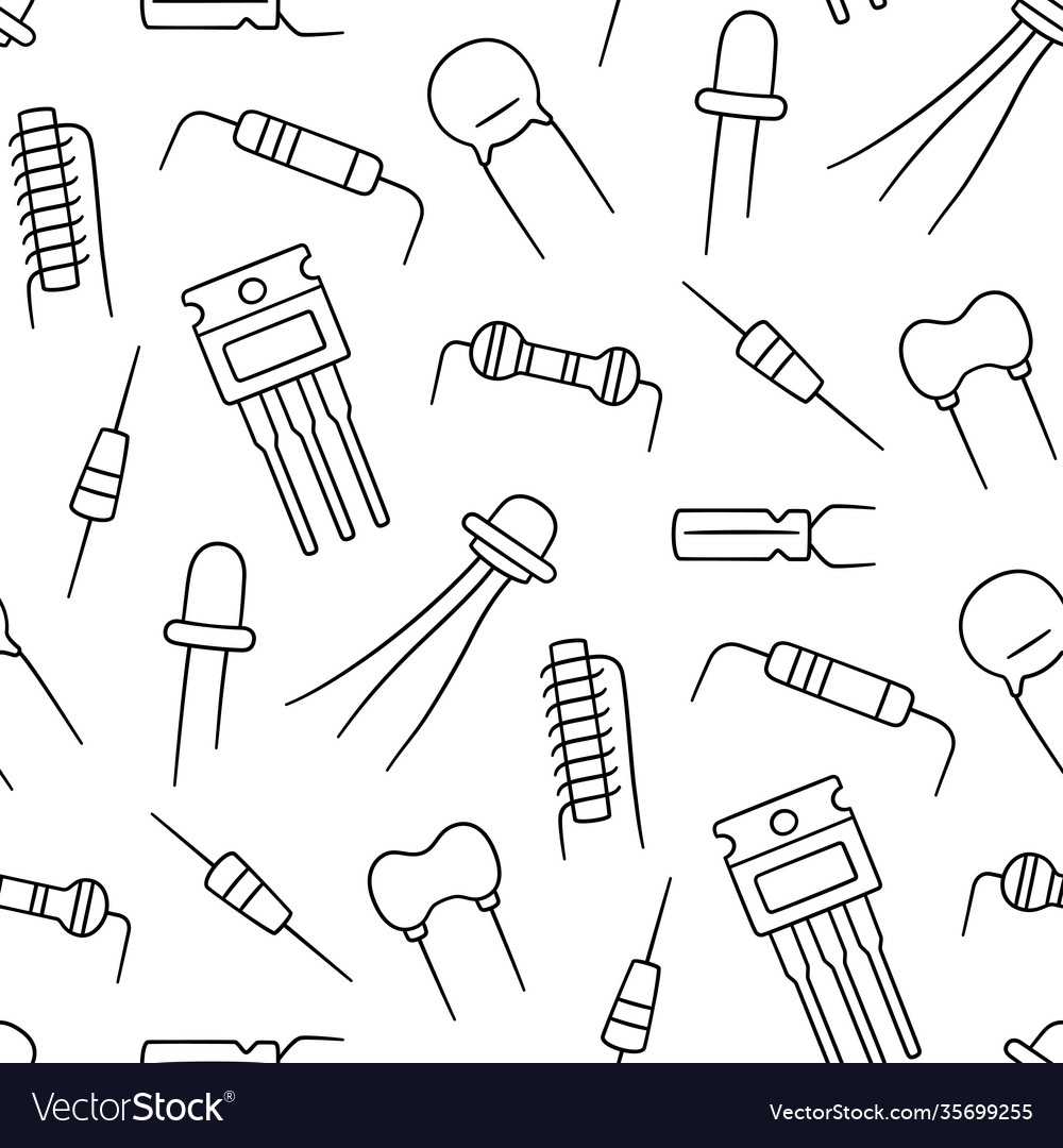 Electrical components set diode transistor Vector Image