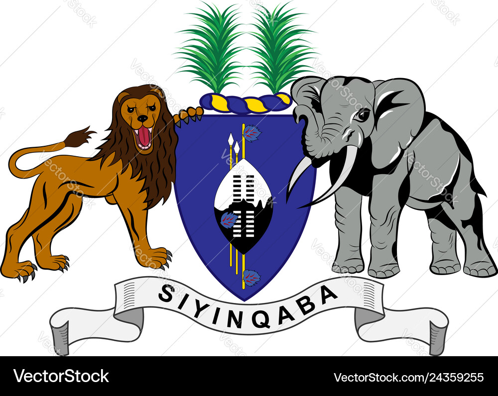 Eswatini Coat of Arms Royalty Free Vector Image