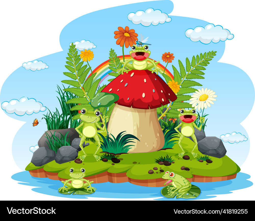 Frog living in nature Royalty Free Vector Image