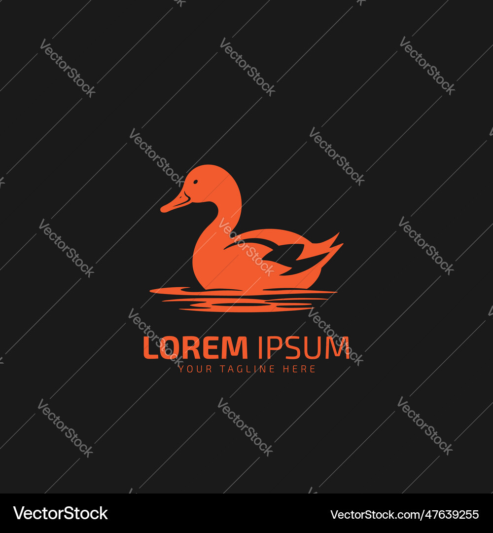 Hand drawn logo poultry duck silhouette and Vector Image