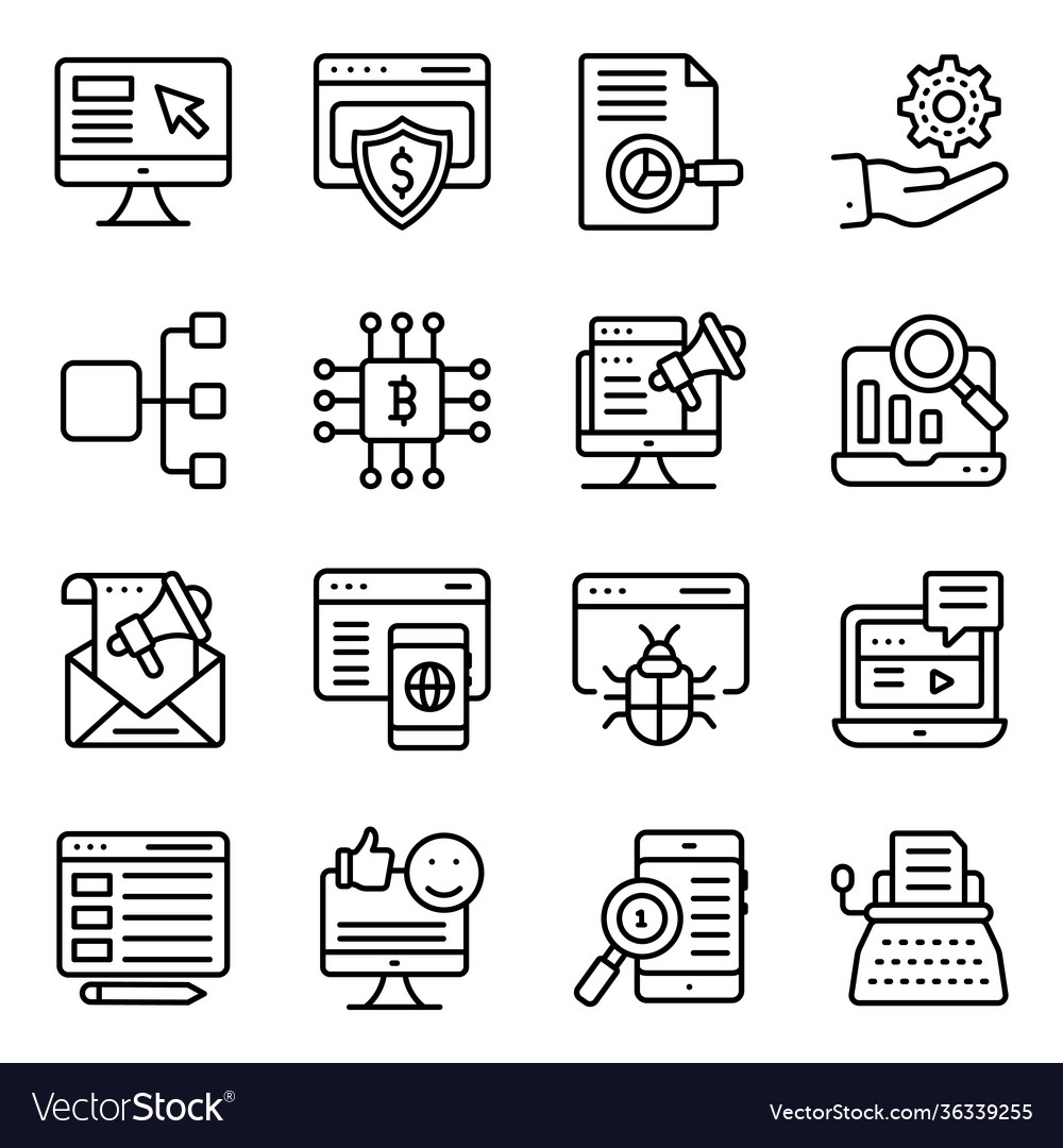 Pack business linear icons Royalty Free Vector Image