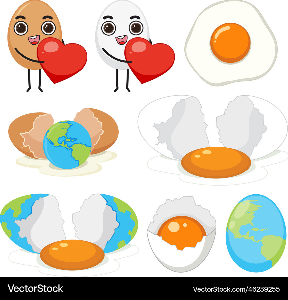 Set of eggs cartoon characters Royalty Free Vector Image