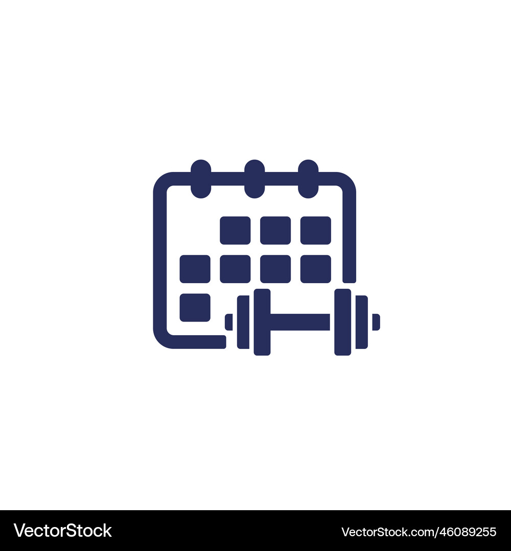 Training schedule icon with calendar and dumbbell Vector Image