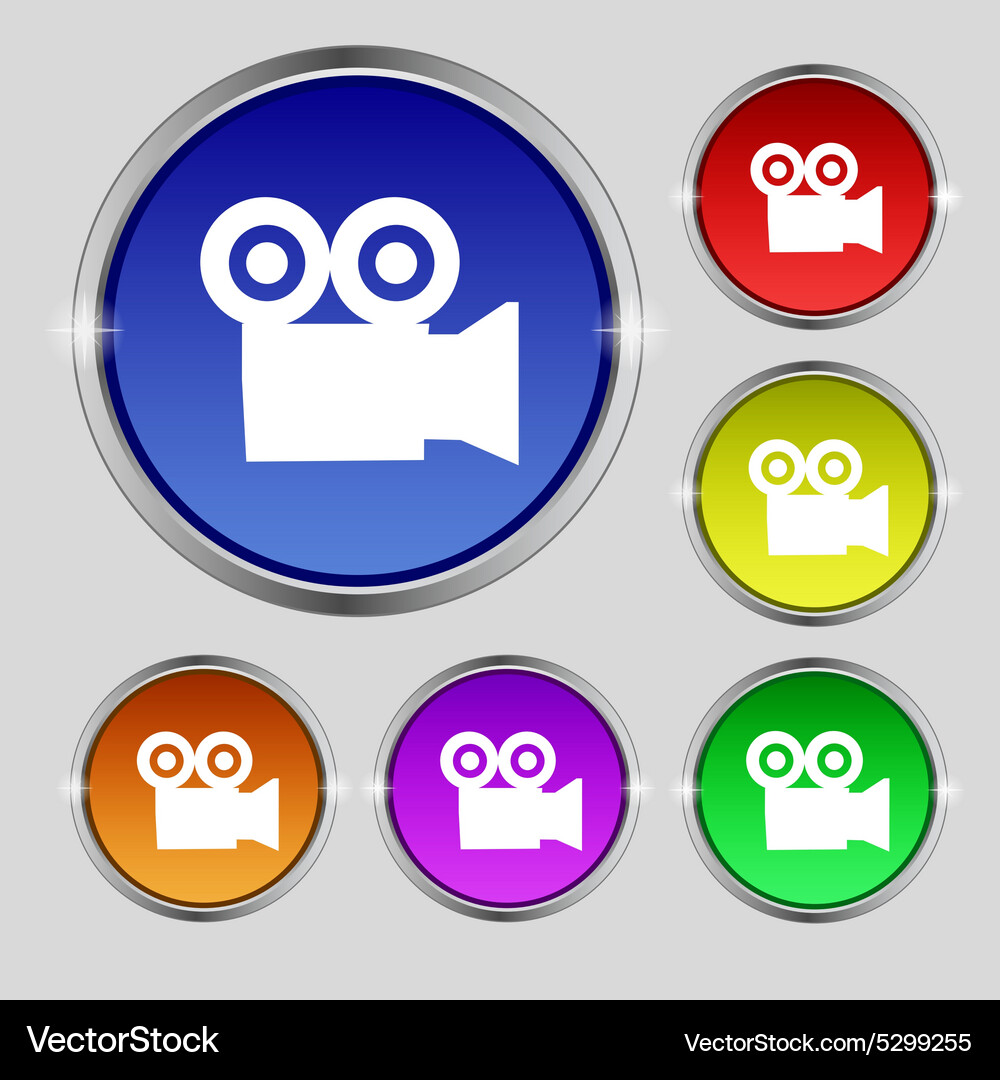 Video camera icon sign Round symbol on bright Vector Image