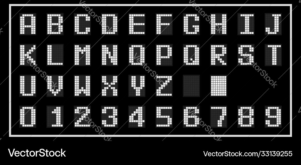 White color led digital font on black Royalty Free Vector