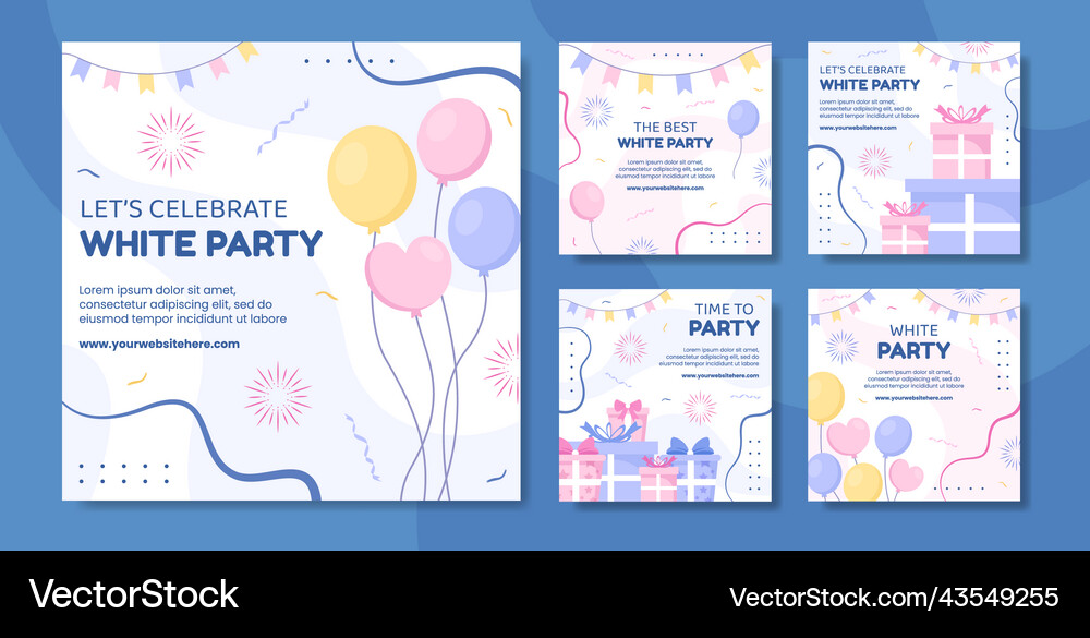 White party social media post template hand drawn Vector Image