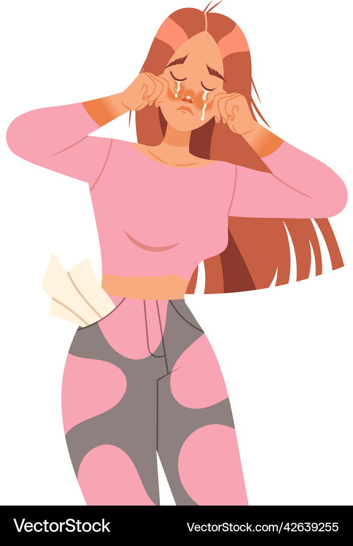 Woman character crying weeping and sobbing from Vector Image