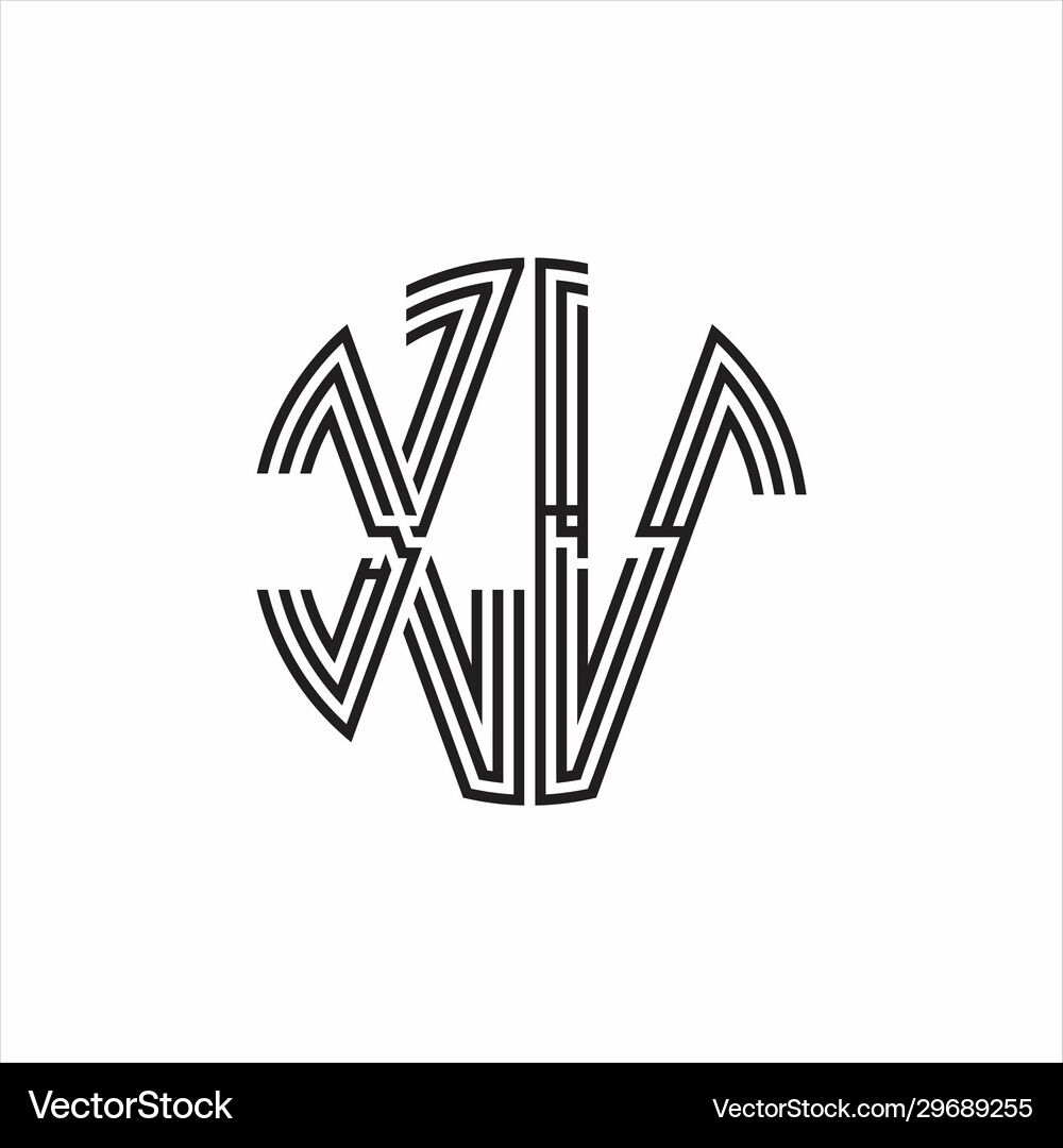Xv logo monogram triple ribbon style line design Vector Image