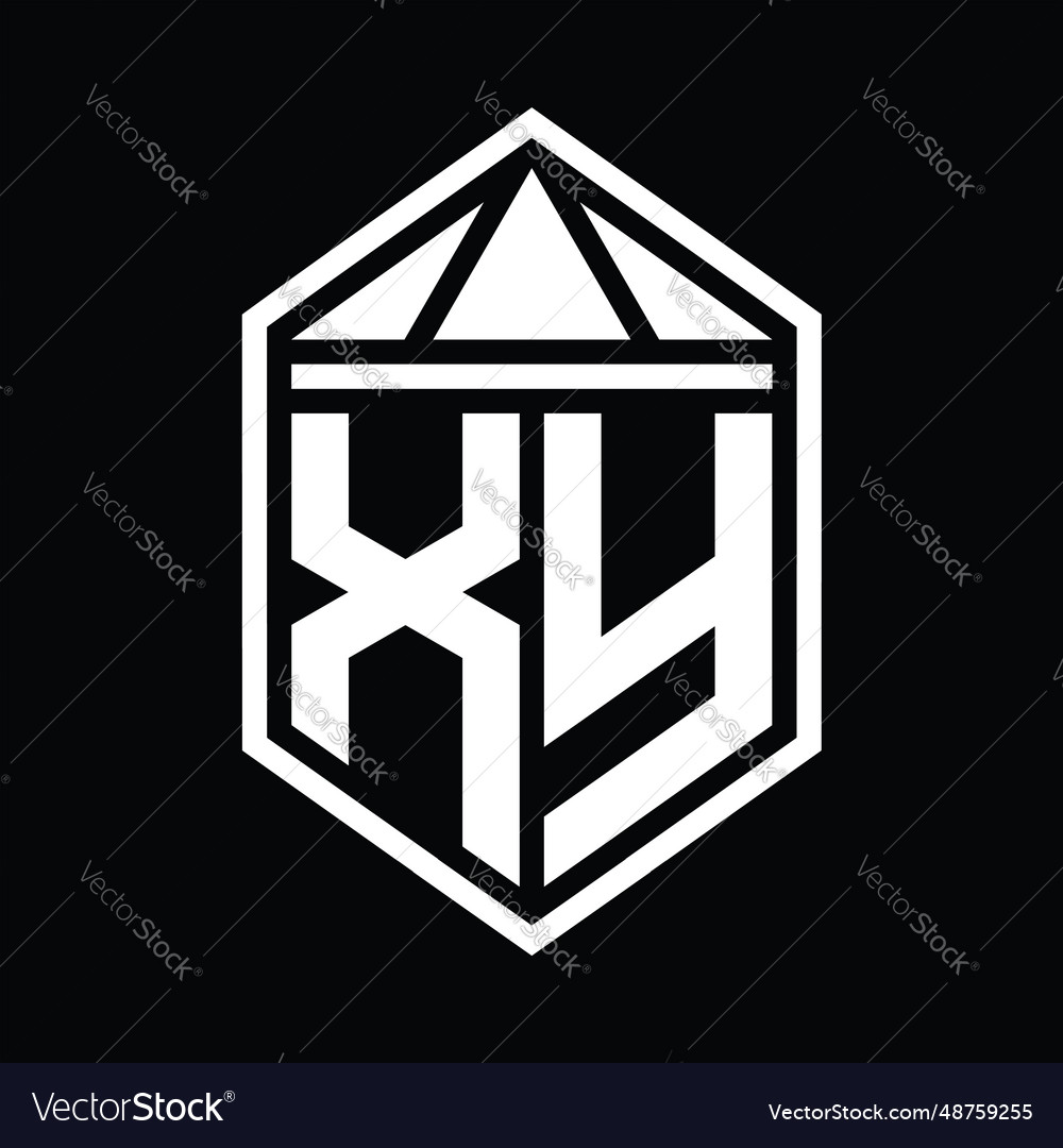 Xy letter logo monogram hexagon shield shape Vector Image