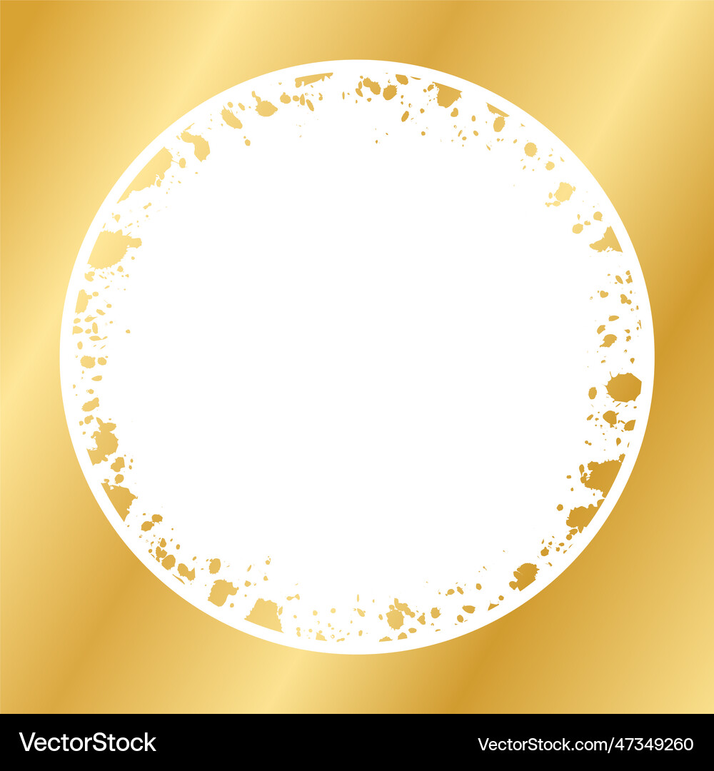 Abstract round gold ink splatter frame golden Vector Image