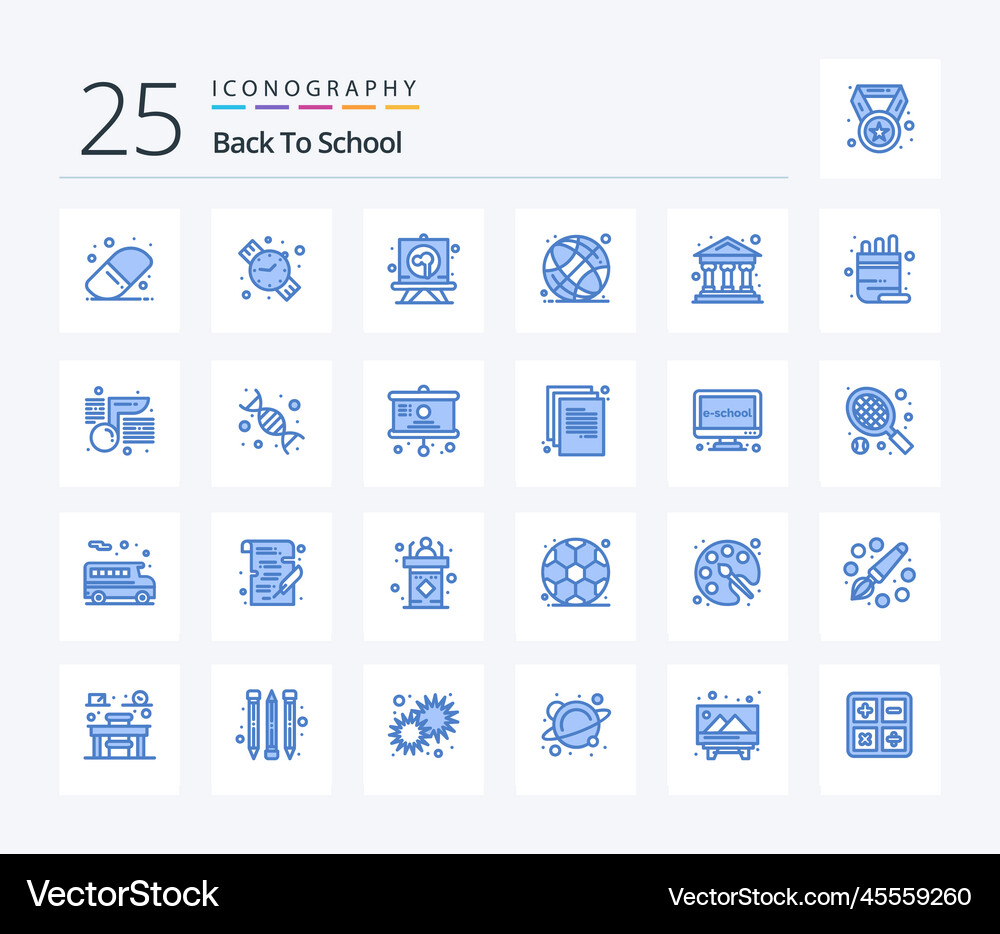 Back to school 25 blue color icon pack including Vector Image