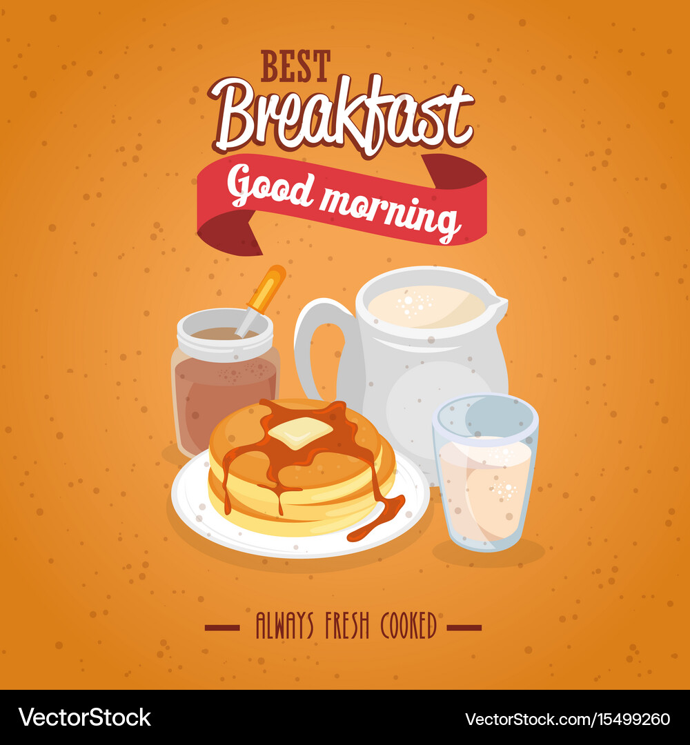 Breakfast concept with food and drinks Royalty Free Vector