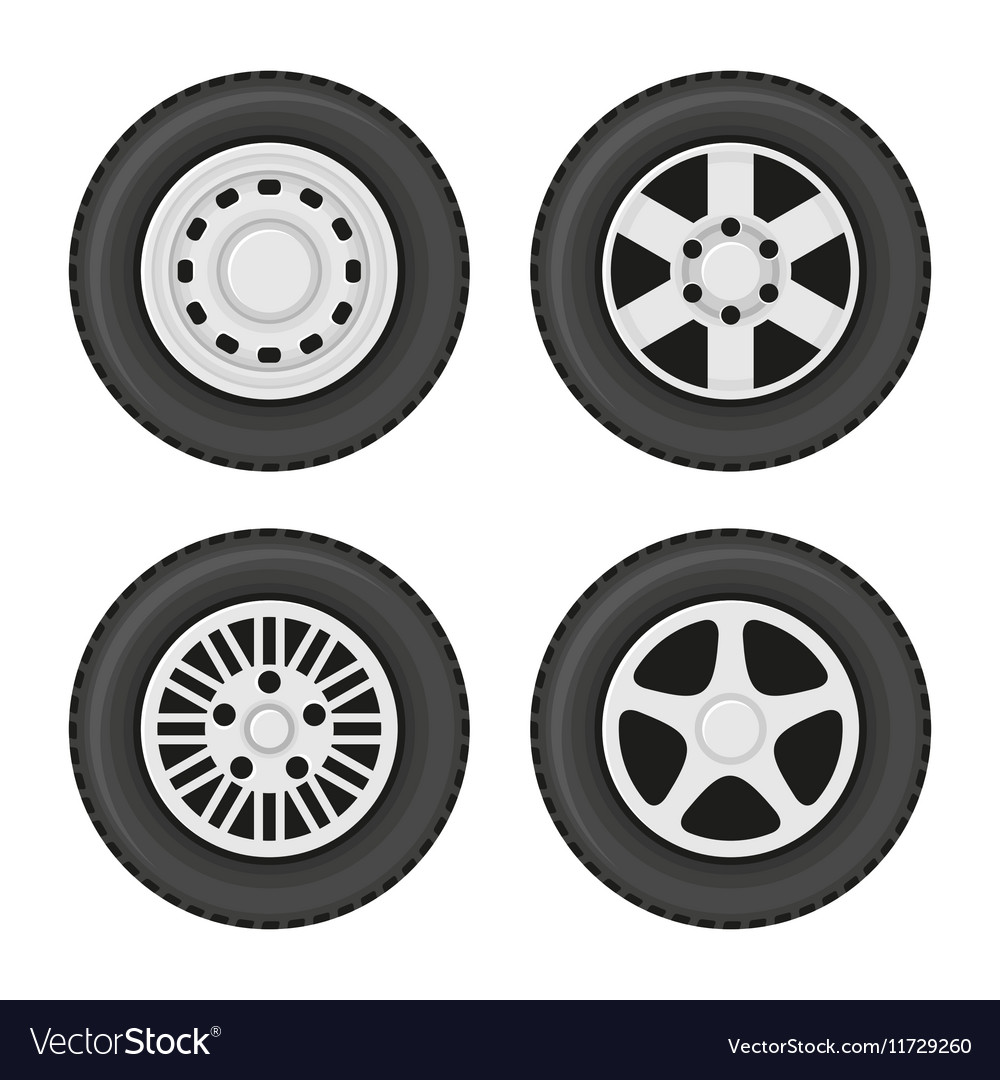 Car wheels icons set on white background Vector Image