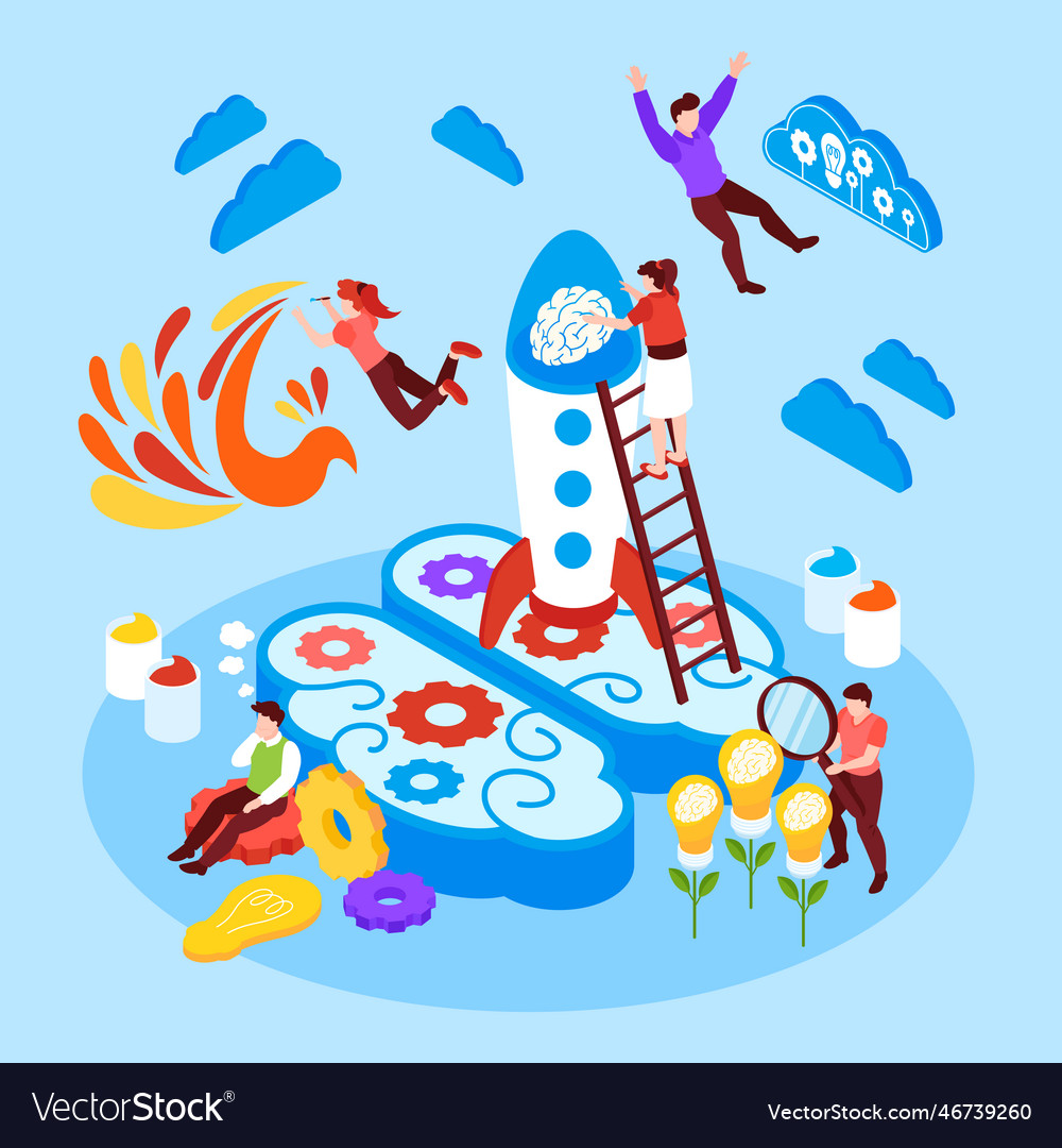 Creative mind thinking composition Royalty Free Vector Image