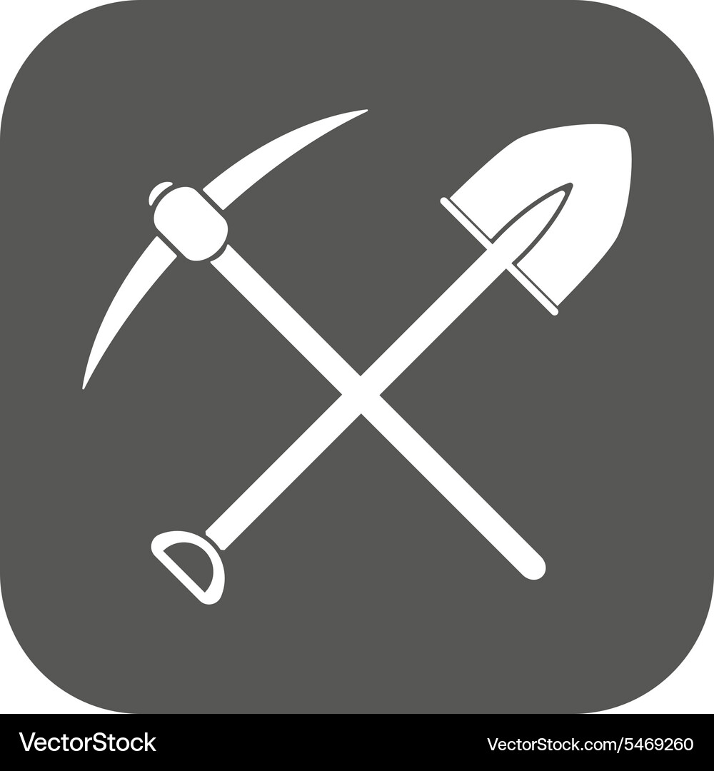 Crossing spade pickax icon pickax Royalty Free Vector Image
