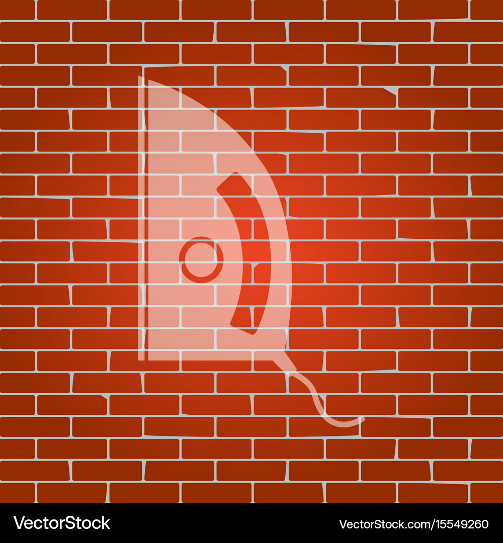 Iron sign whitish icon on brick wall Royalty Free Vector