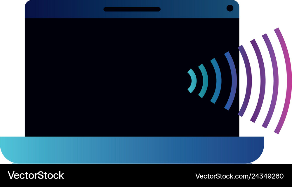 Laptop with sound wave isolated icon Royalty Free Vector