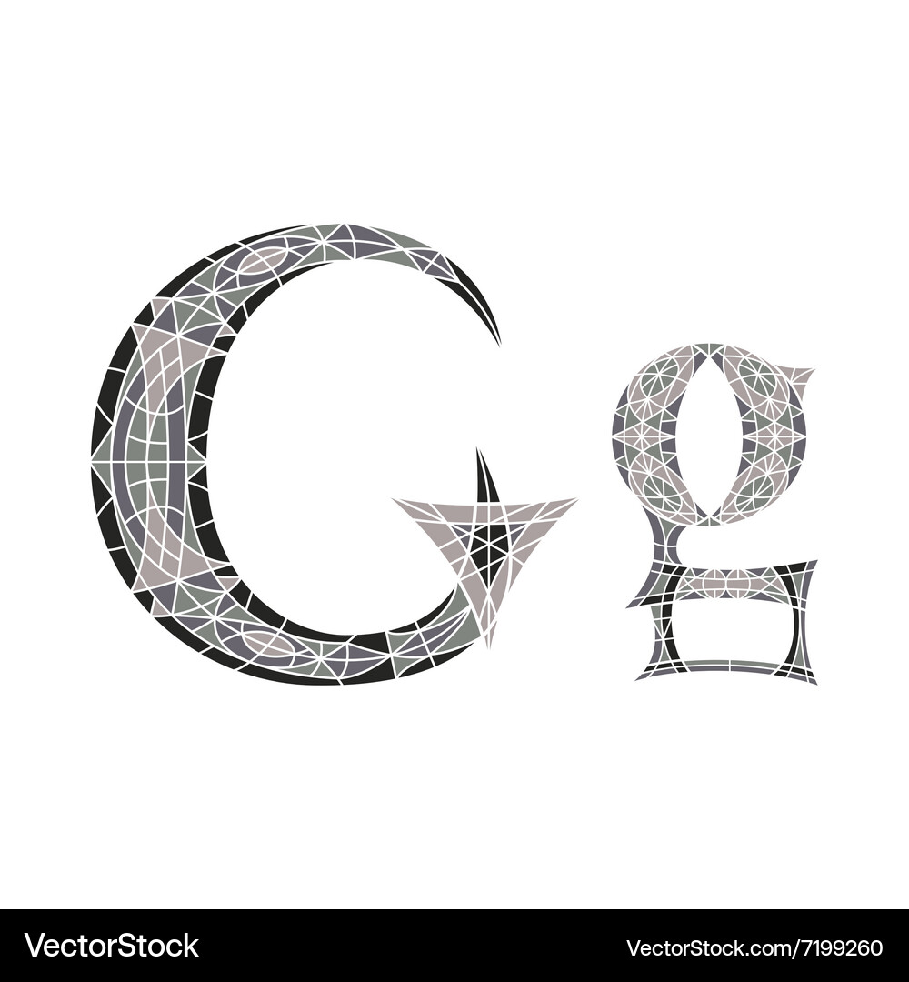 Low poly letter G in gray mosaic polygon Vector Image