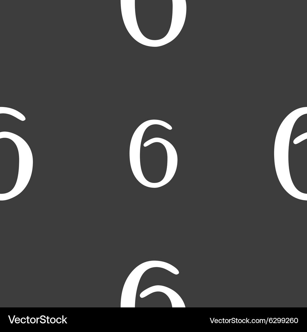 Number six icon sign seamless pattern on a gray Vector Image